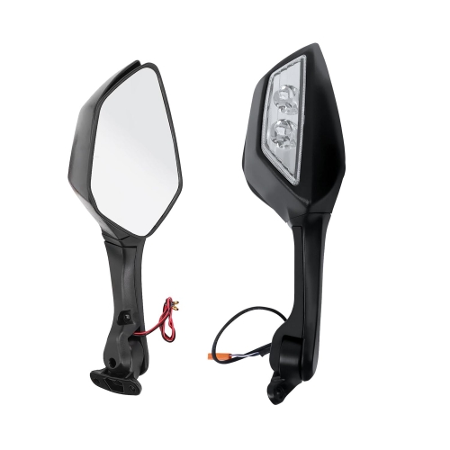 Xtremz R1M / Ninja Visor Mirror With Yellow Led Indicator - Black Color